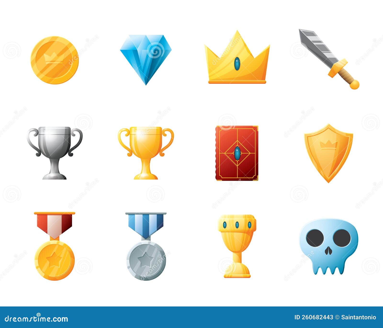 Game UI Assets Set. Gaming User Interface Icons Collection Stock Vector ...