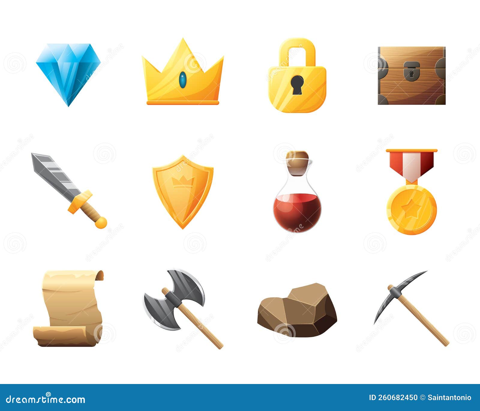 Game UI Assets Set. Gaming User Interface Icons Collection Stock Vector ...