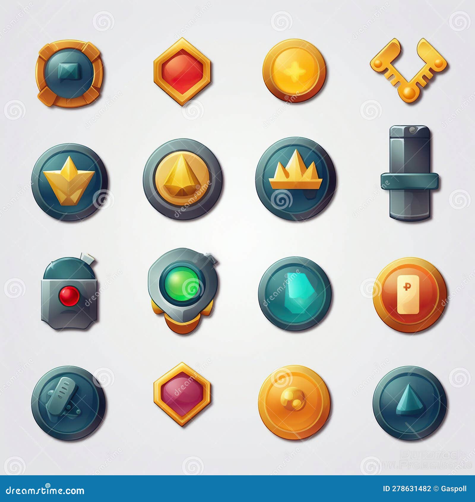 Game UI Assets Set. Gaming User Interface Icons Collection. Vector ...