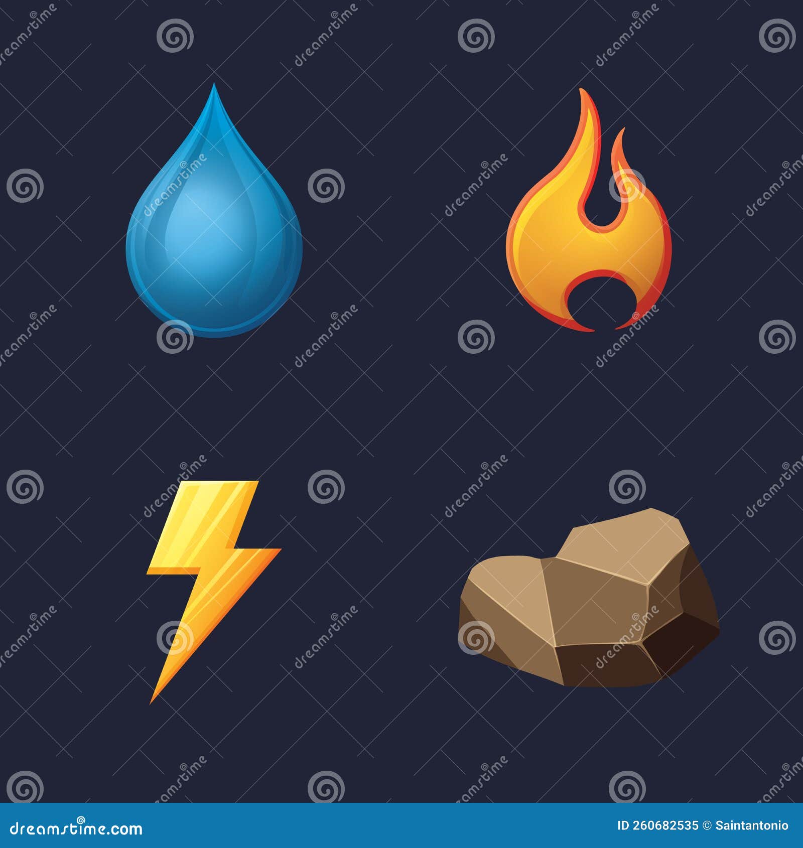 Game UI Assets Set. Gaming User Interface Nature Elements Icons ...