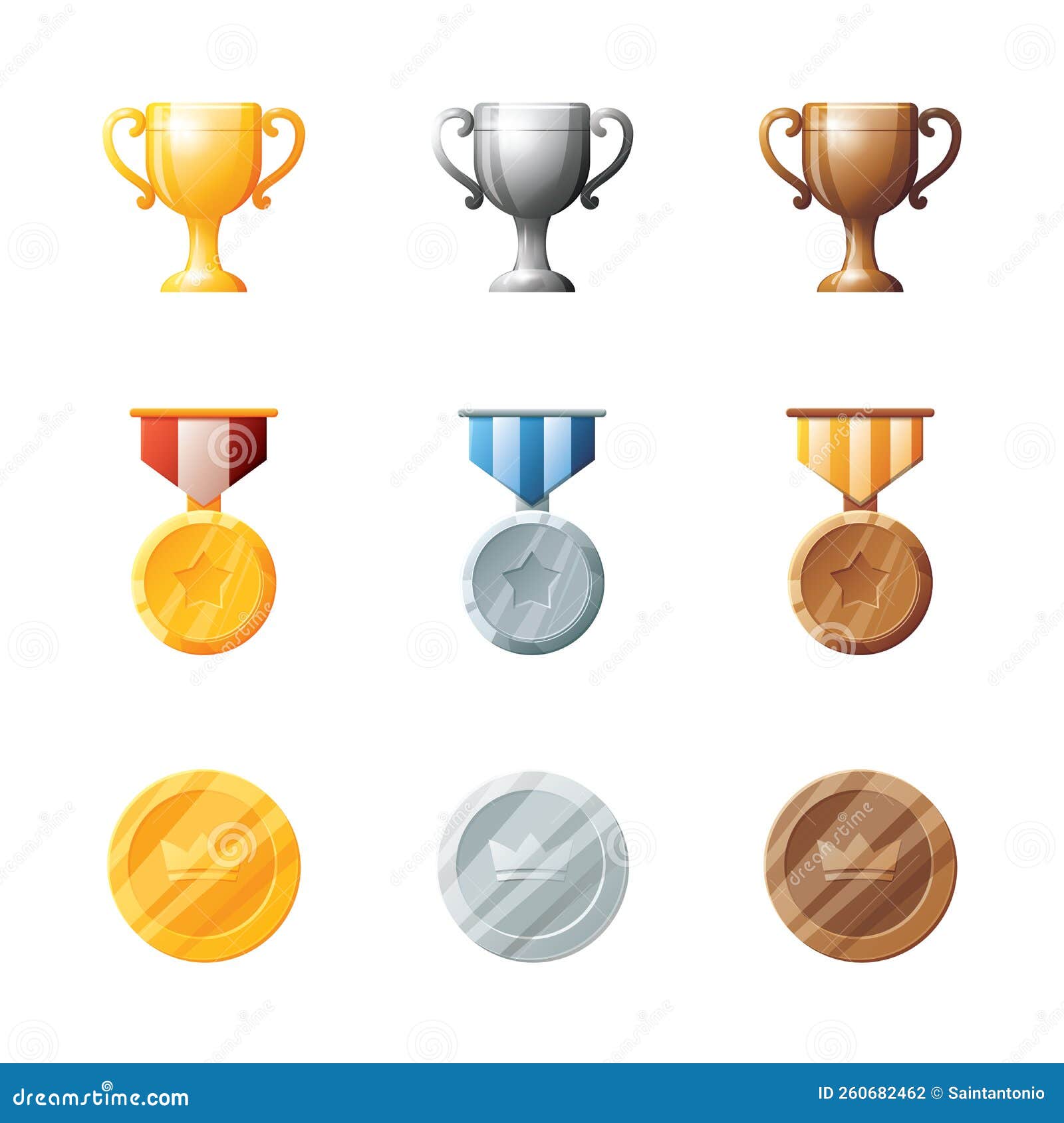 Game UI Assets Set. Gaming User Interface Victory Trophy Icons ...