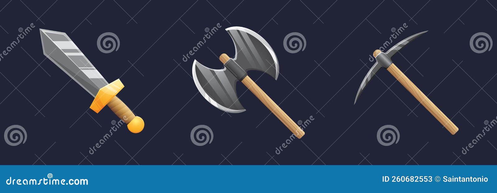 Game UI Assets Set. Gaming User Interface Weapon Icons Collection Stock ...