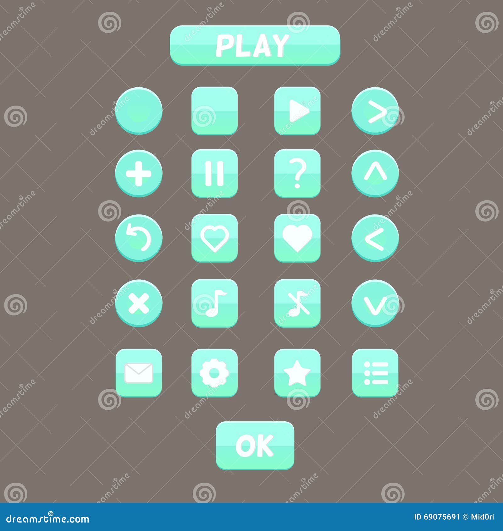 Game UI button set stock vector. Illustration of sign - 69075691