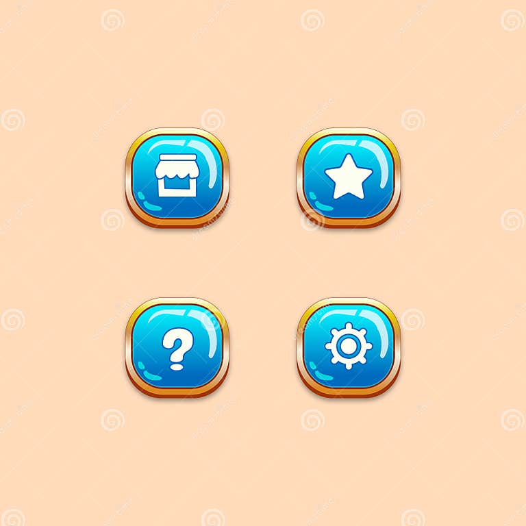 Game Ui Buttons Vector Elements Stock Illustration - Illustration of ...