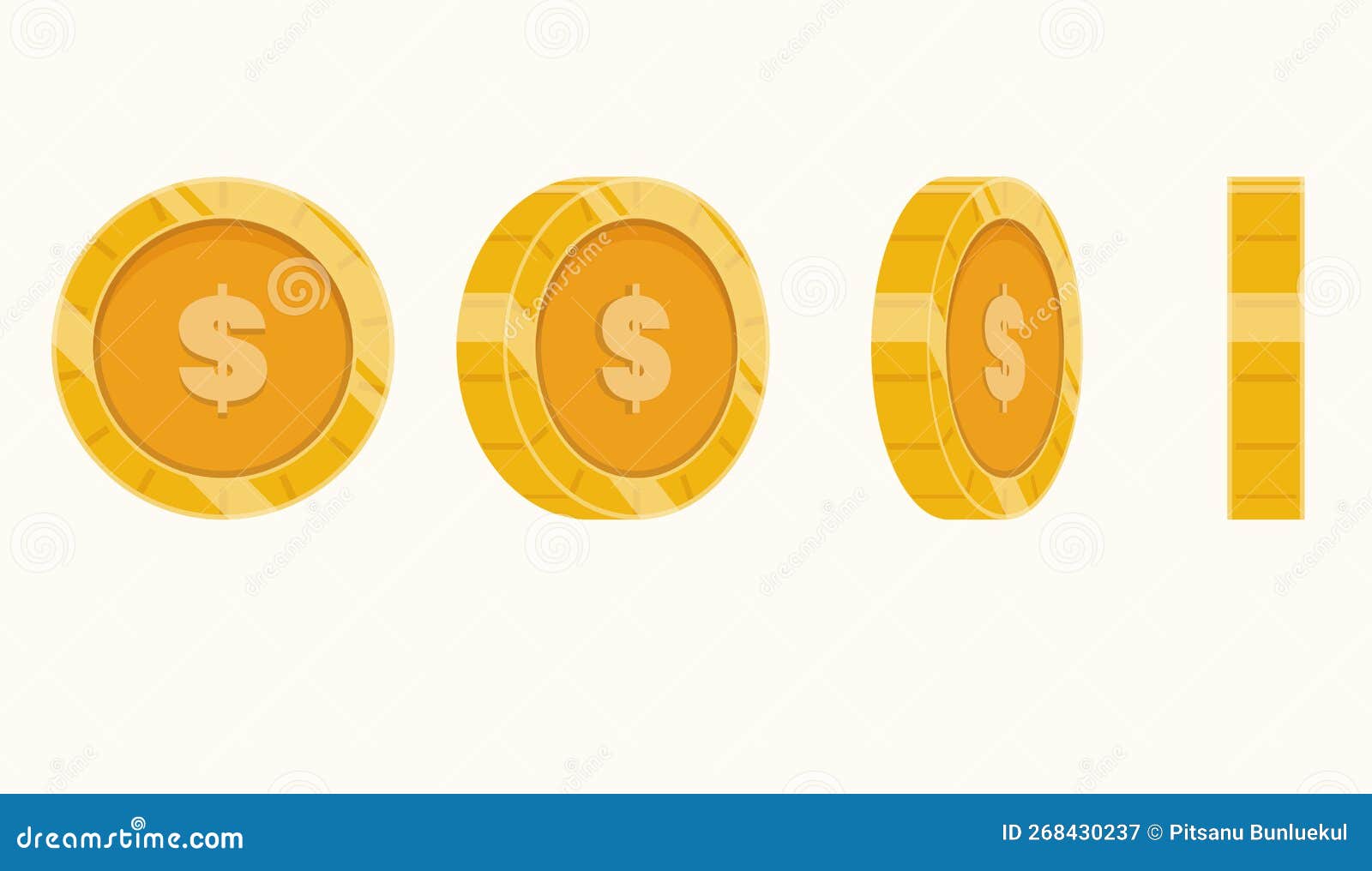Game Ui Elements. Set of Gold Coins Stock Vector - Illustration of ...
