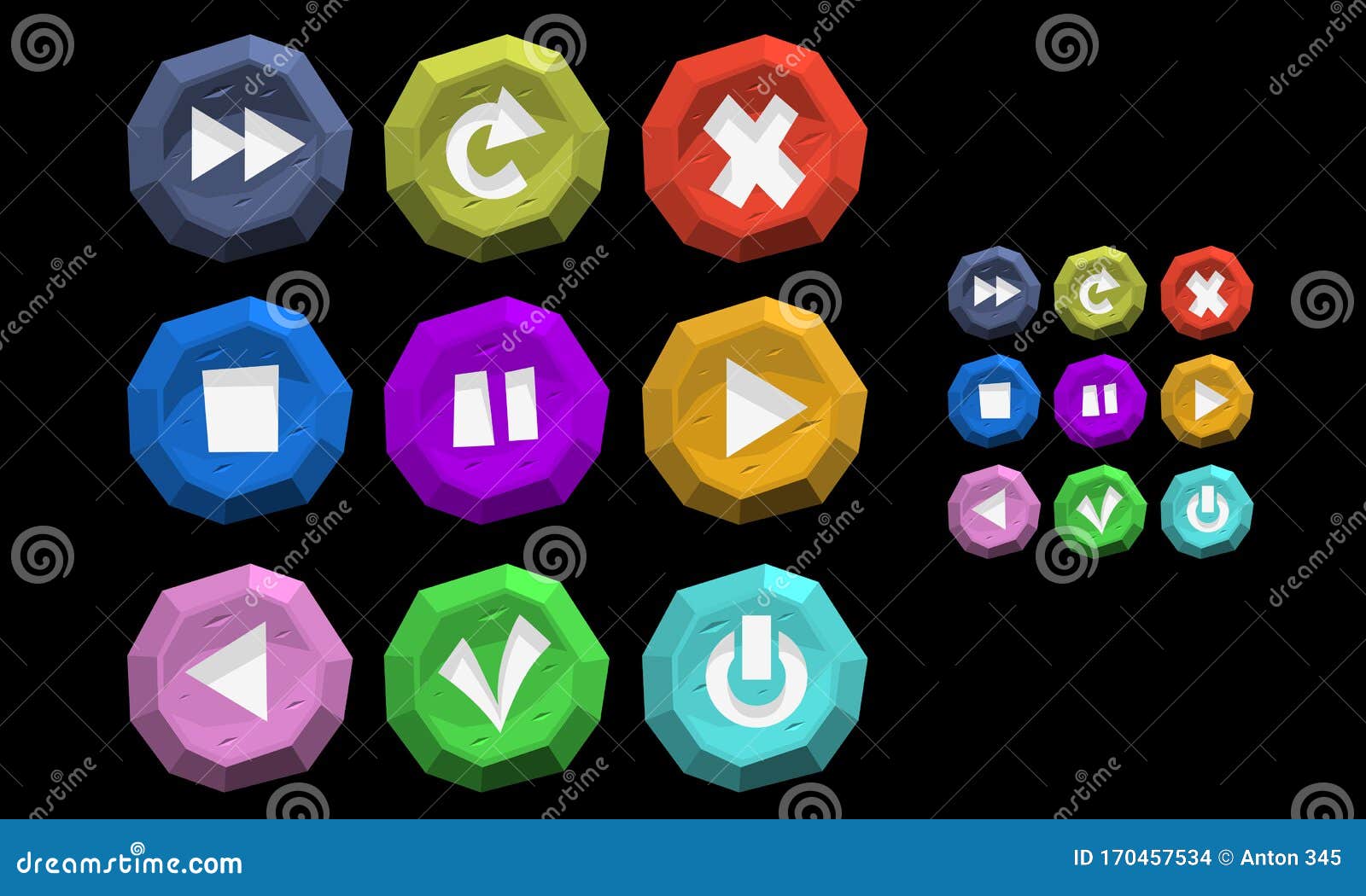 Game Ui Interface Buttons Game Art Icons Menu Vector. Stock Vector ...