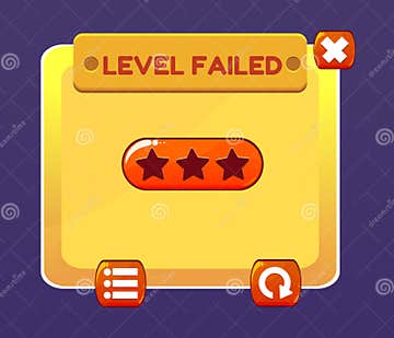 Game UI. Interface Design. Level Failed Screen. Stock Vector ...