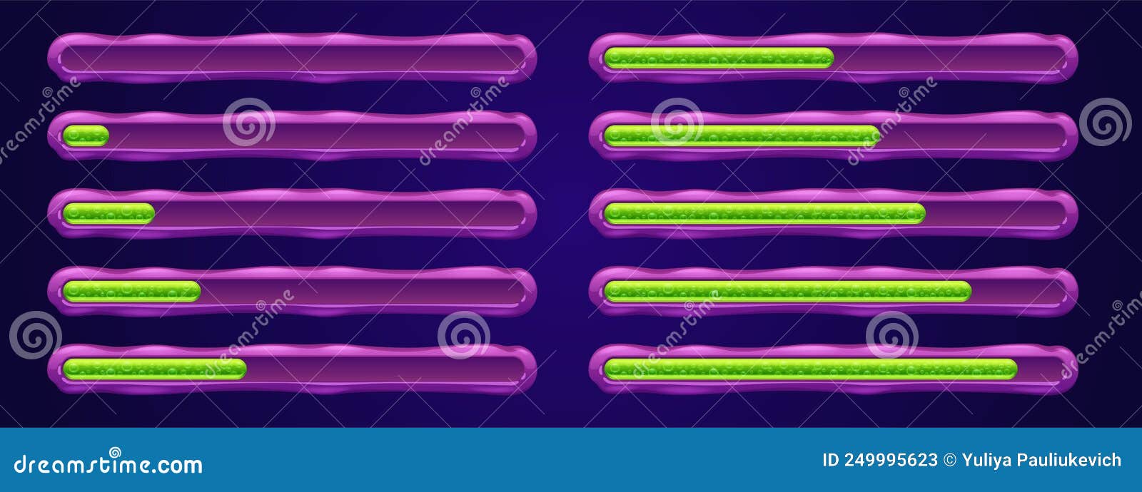 Game Ui Loading Progress Bars Cartoon Vector Set Stock Illustration ...
