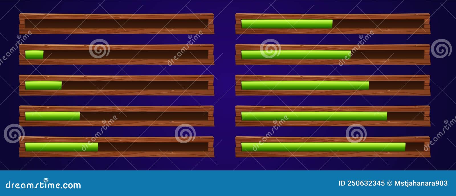 Game Ui Loading Progress Bars Cartoon Vector Set Stock Illustration ...