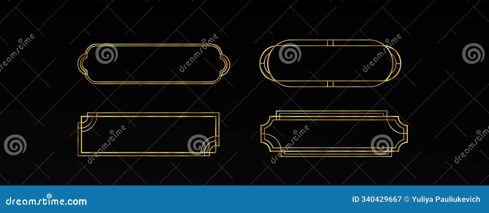 Game Ui Long Button with Thin Gold Frame. Stock Illustration ...