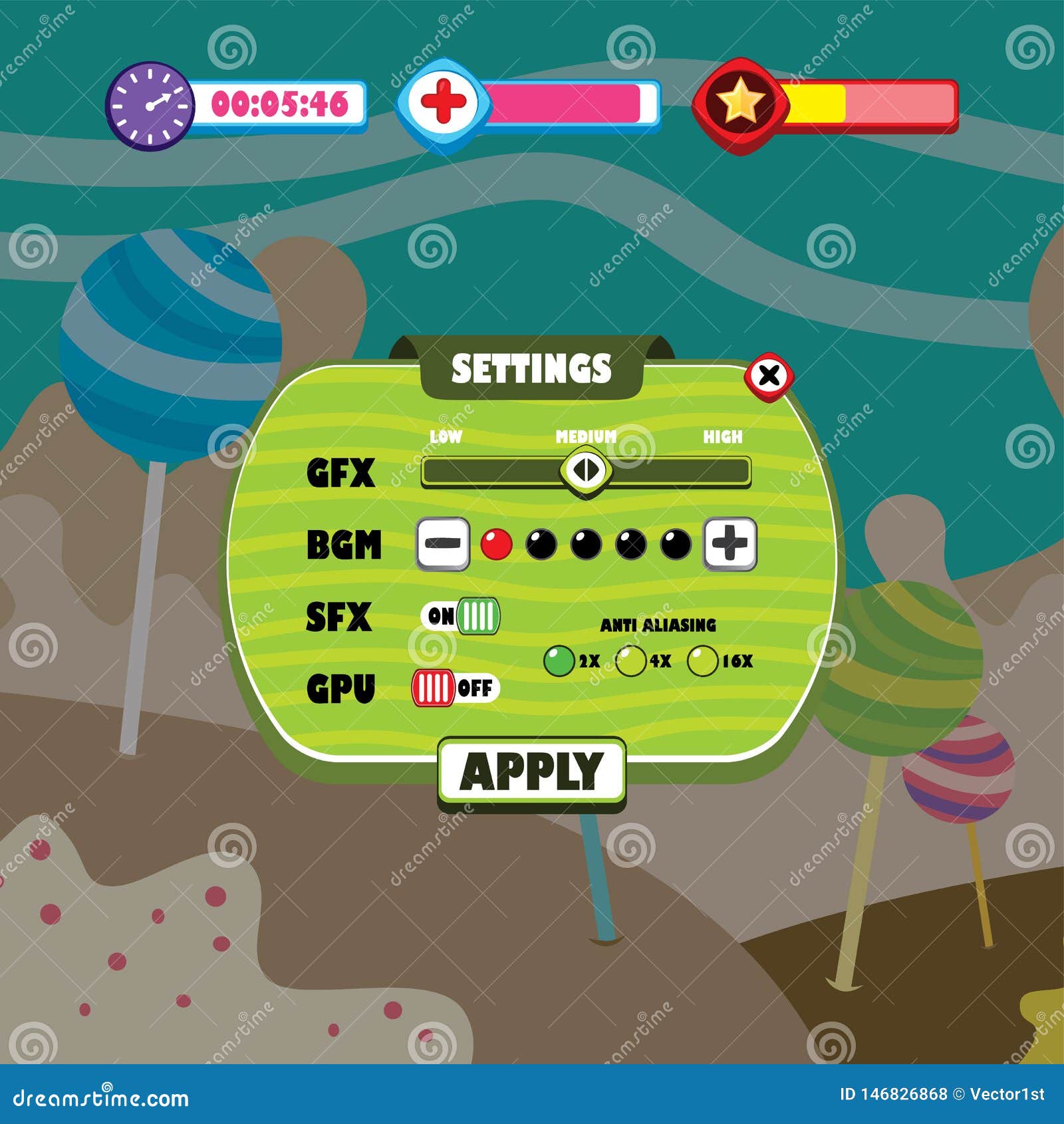 Game Ui Menu Application Mobile App Stock Vector - Illustration of ...