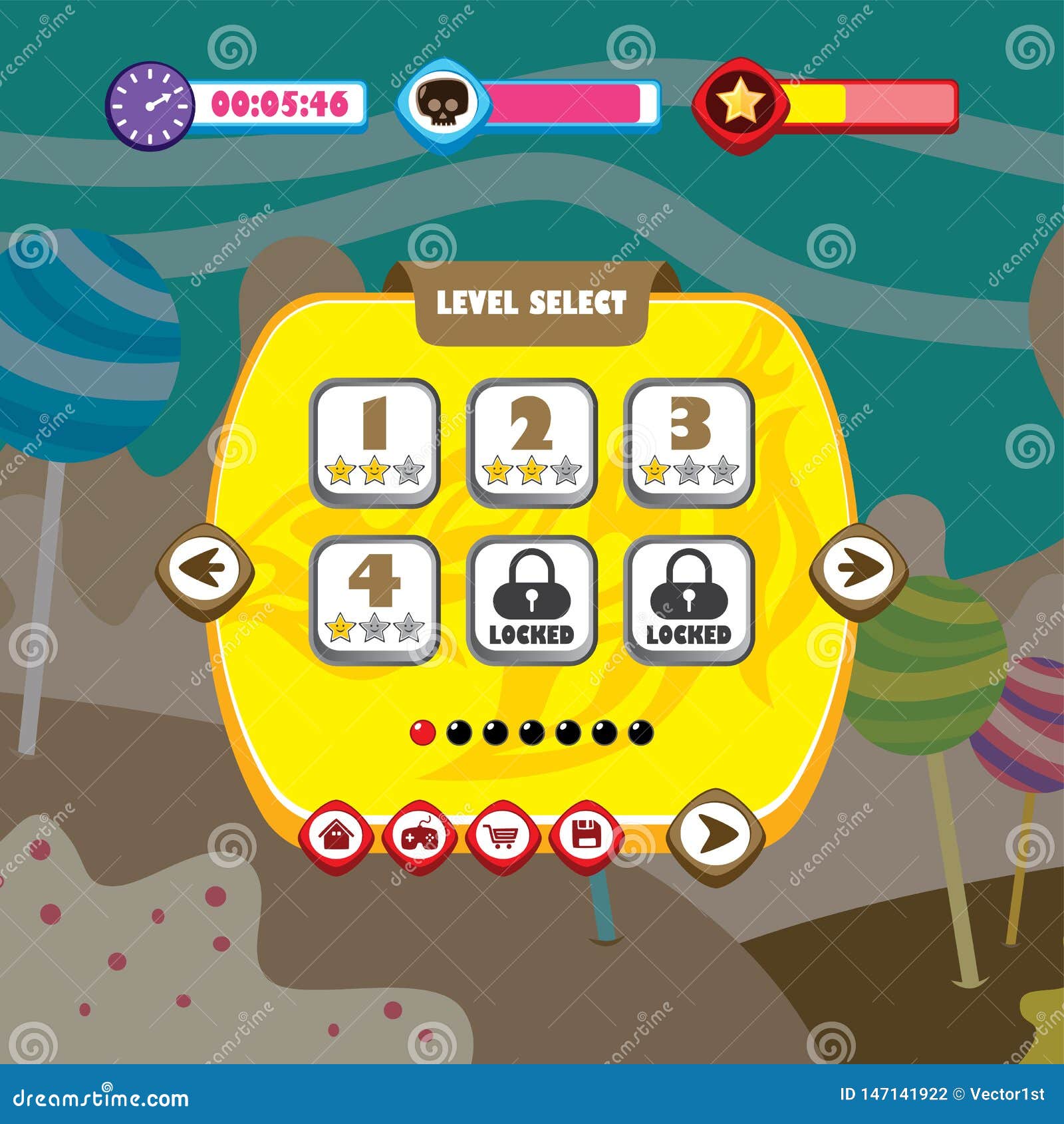 Game Ui Menu Application Mobile App Stock Vector - Illustration of ...