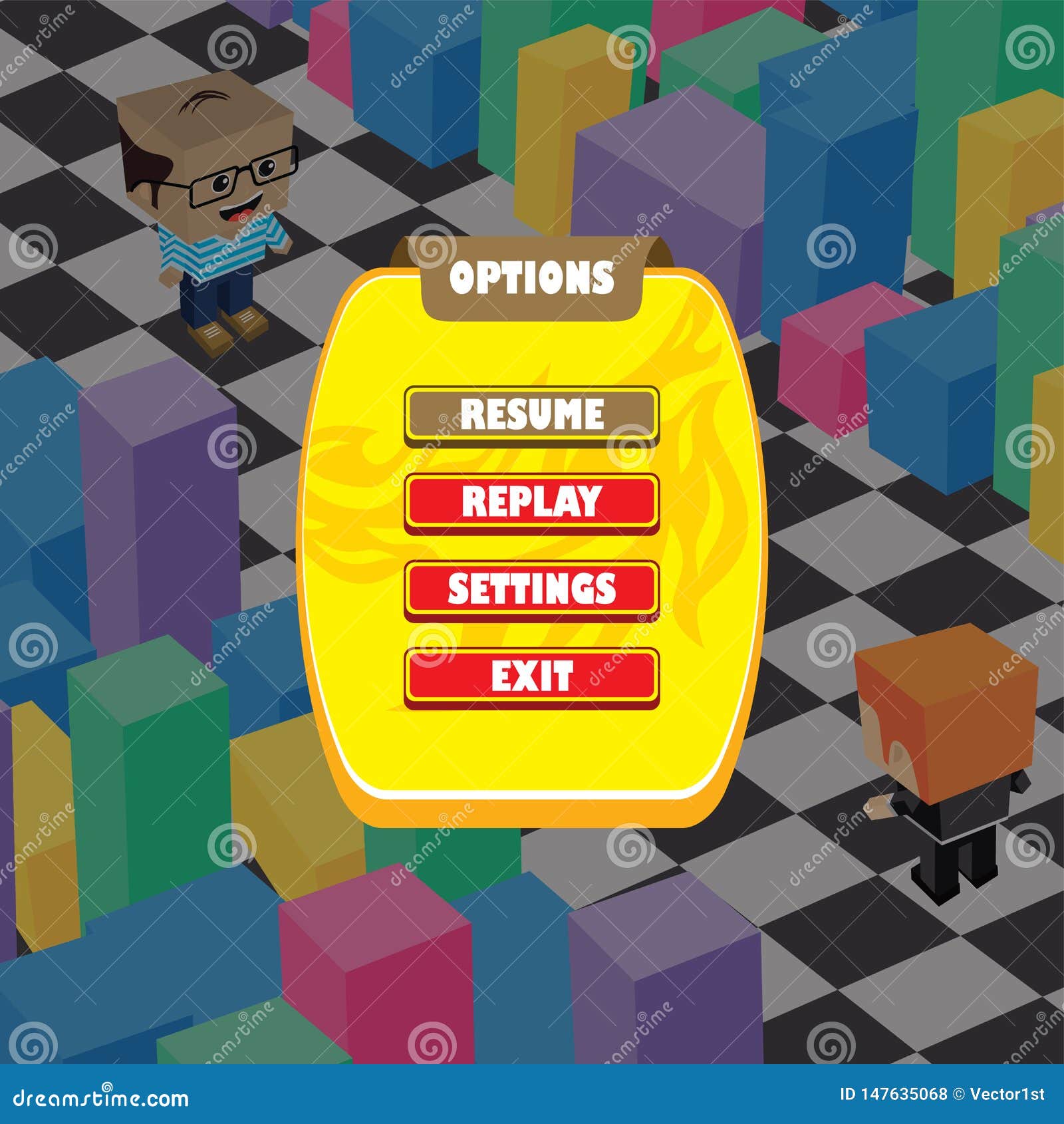 Game Ui Menu Application Mobile App Stock Vector - Illustration of menu ...