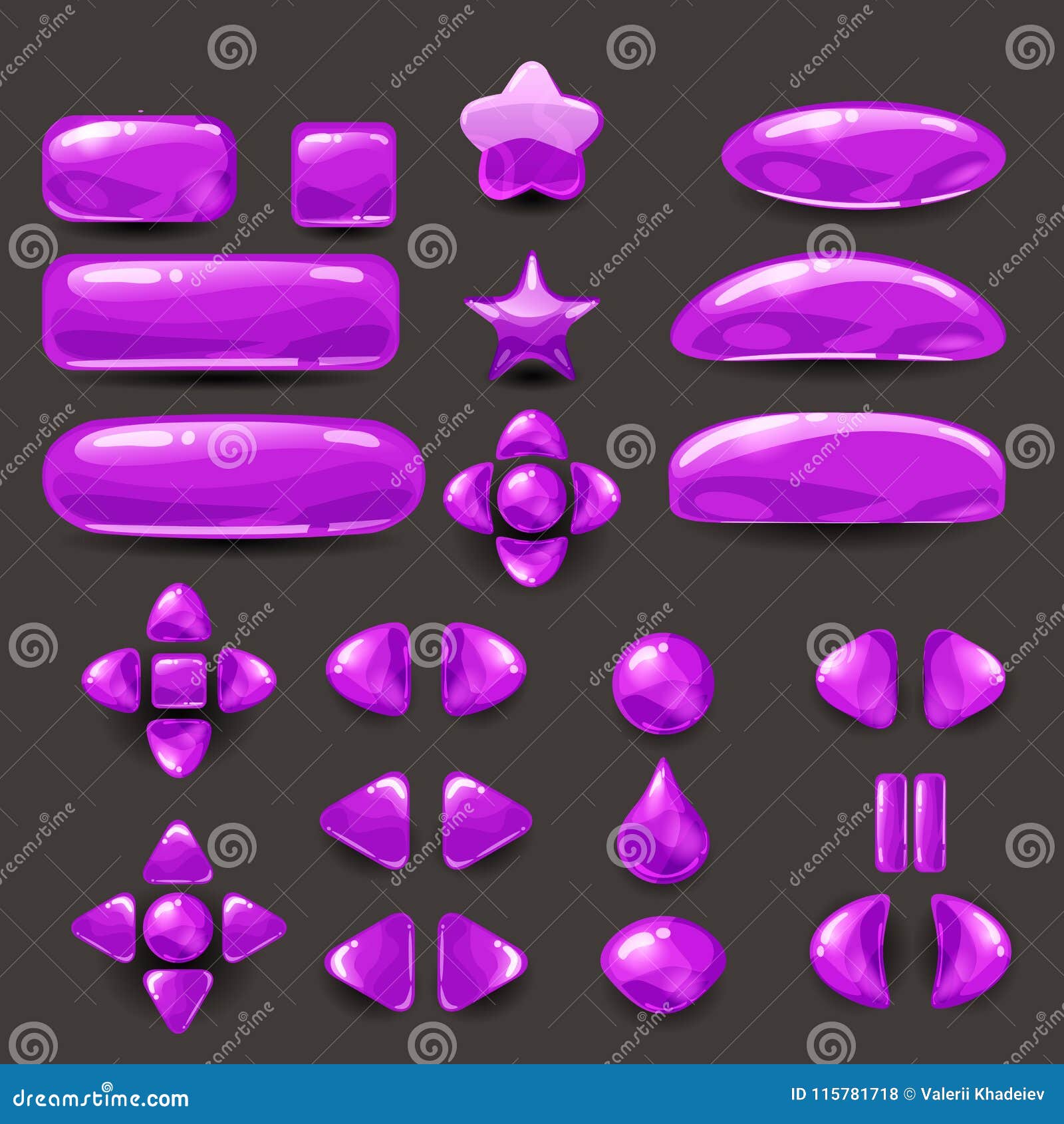 Set Game Ui. Complete Purple Menu of Graphical User Interface GUI To ...