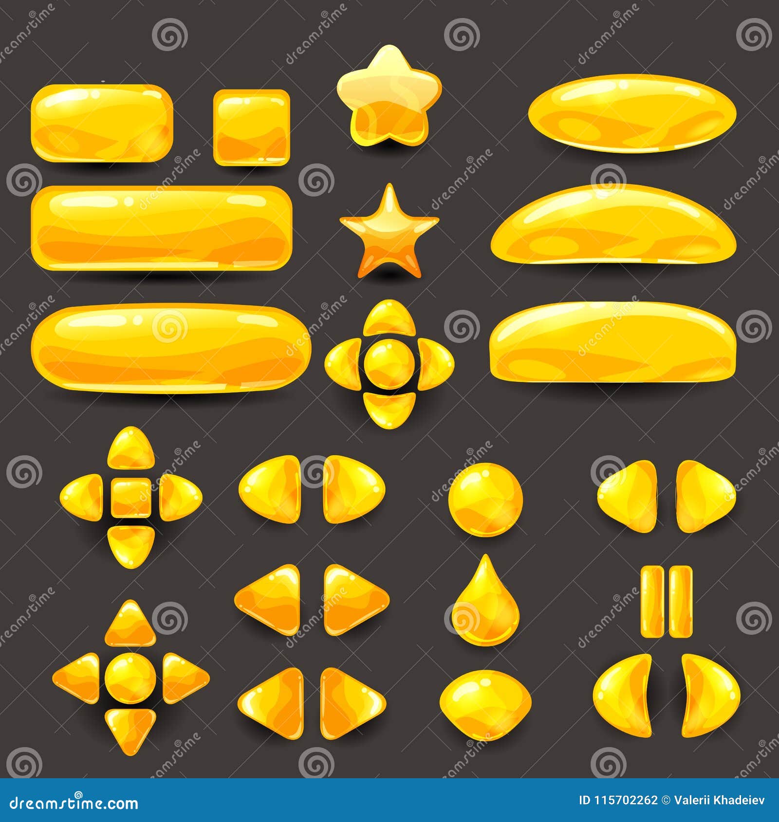 Set Game Ui Complete Yellow Menu Of Graphical User Interface Gui To Build 2d Games Casual