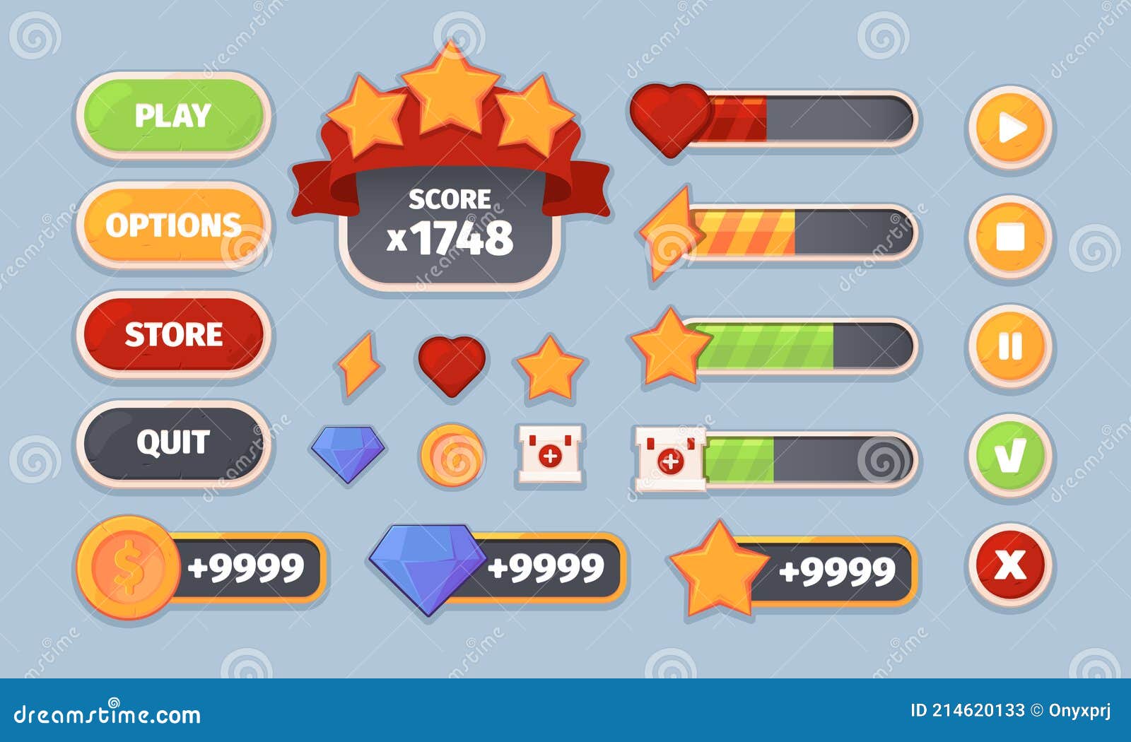 Game Ui. User Interface Items Flat Panels Icons Buttons Frames and ...