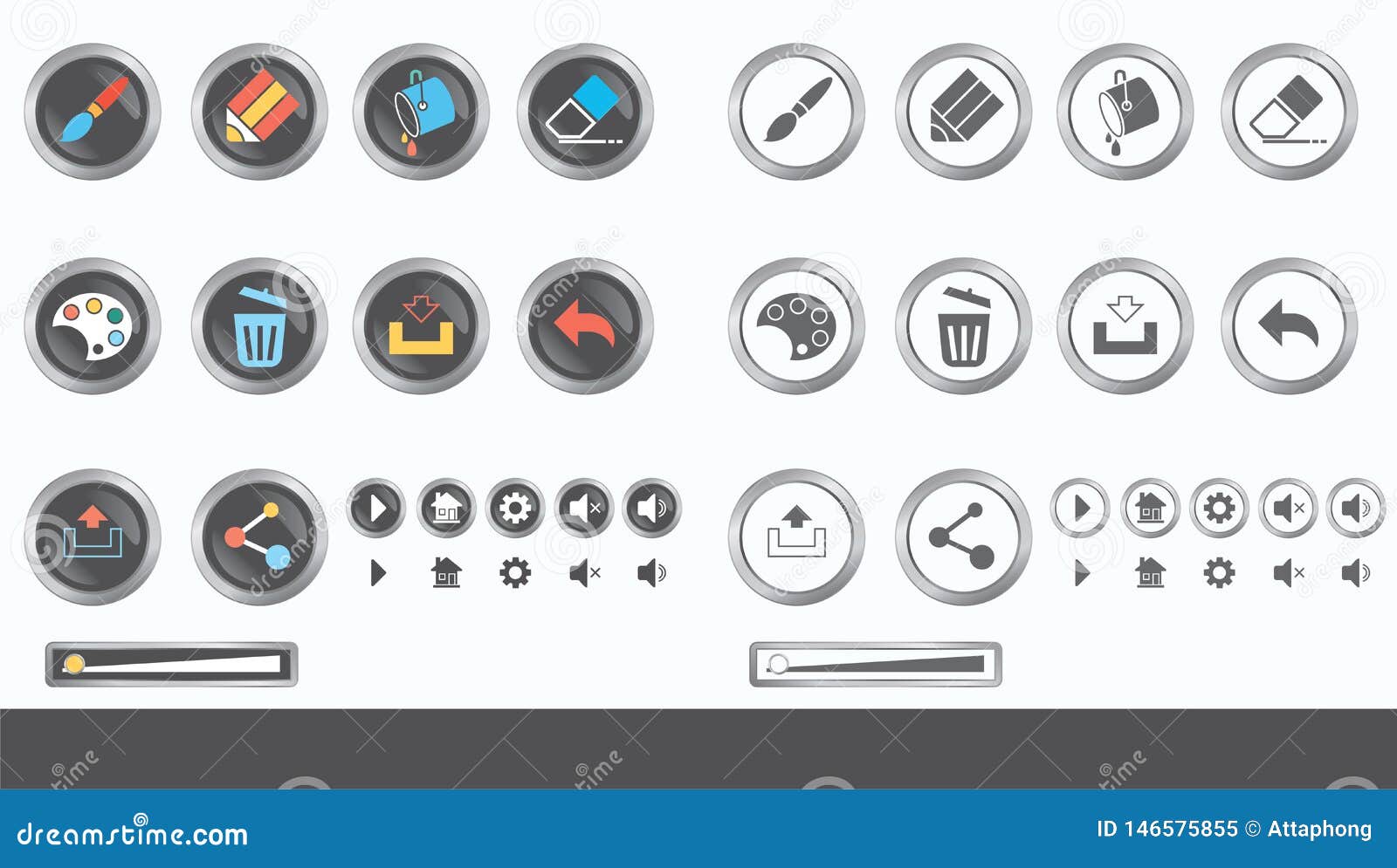 Game UI - Vector Set of Buttons for Mobile Game or App for Development ...