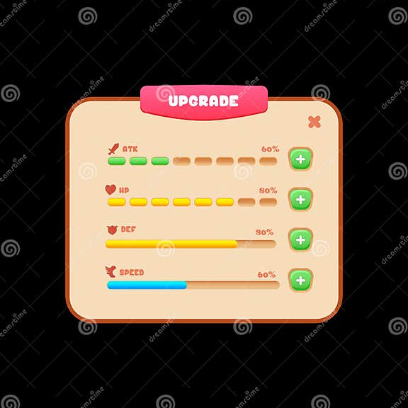 Game Upgrade Ui Vector Elements Design Stock Vector - Illustration of ...