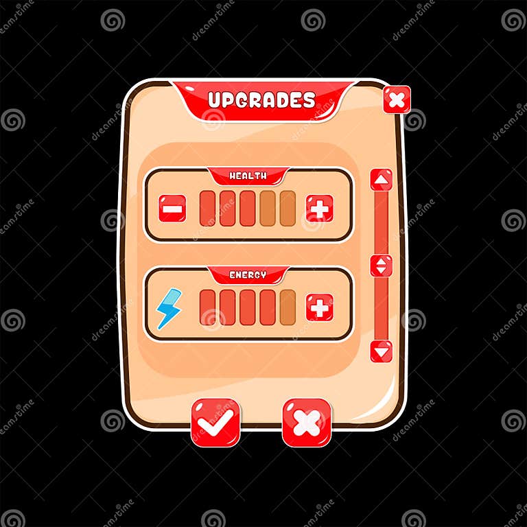 Game Upgrades Ui Vector Elements Stock Illustration - Illustration of ...