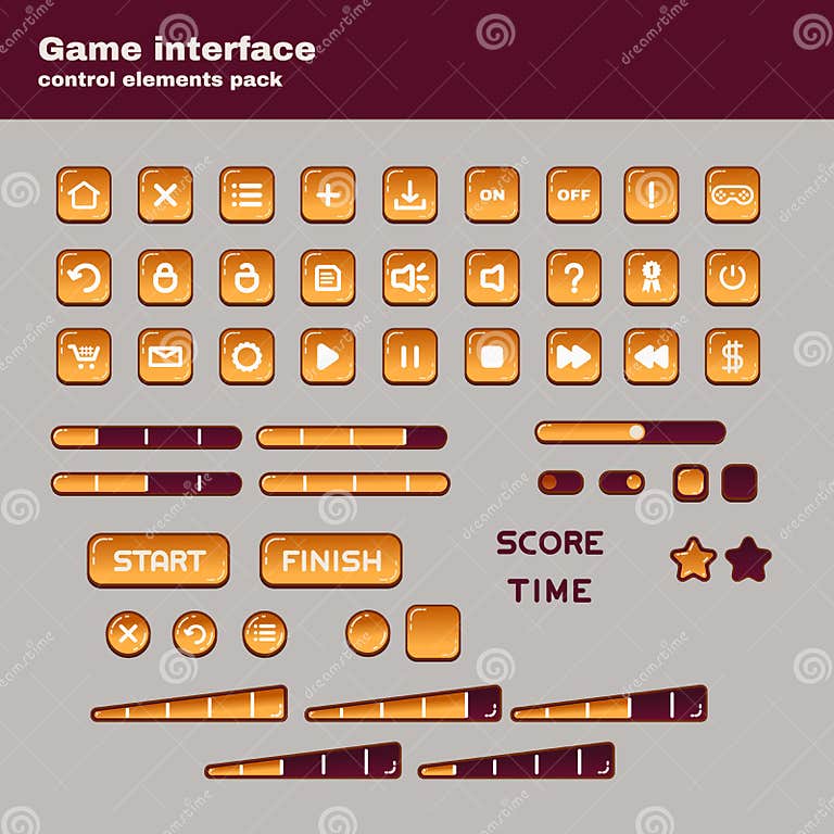 Game User Interface Control Elements Pack for Mobile Games Stock Vector ...