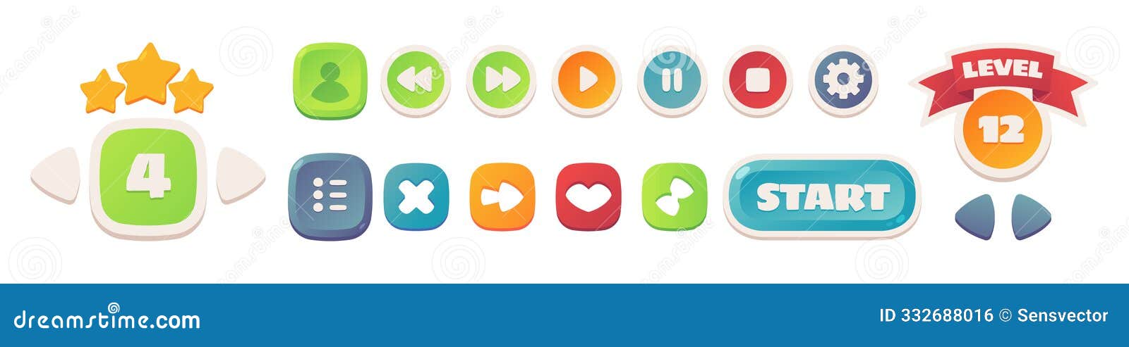 Start Level Game User Interface Cartoon Vector | CartoonDealer.com ...