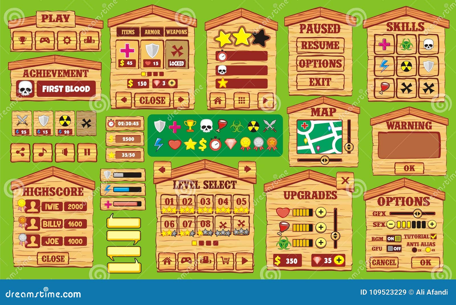 Game user interface x1 stock vector. Illustration of progress - 109523229