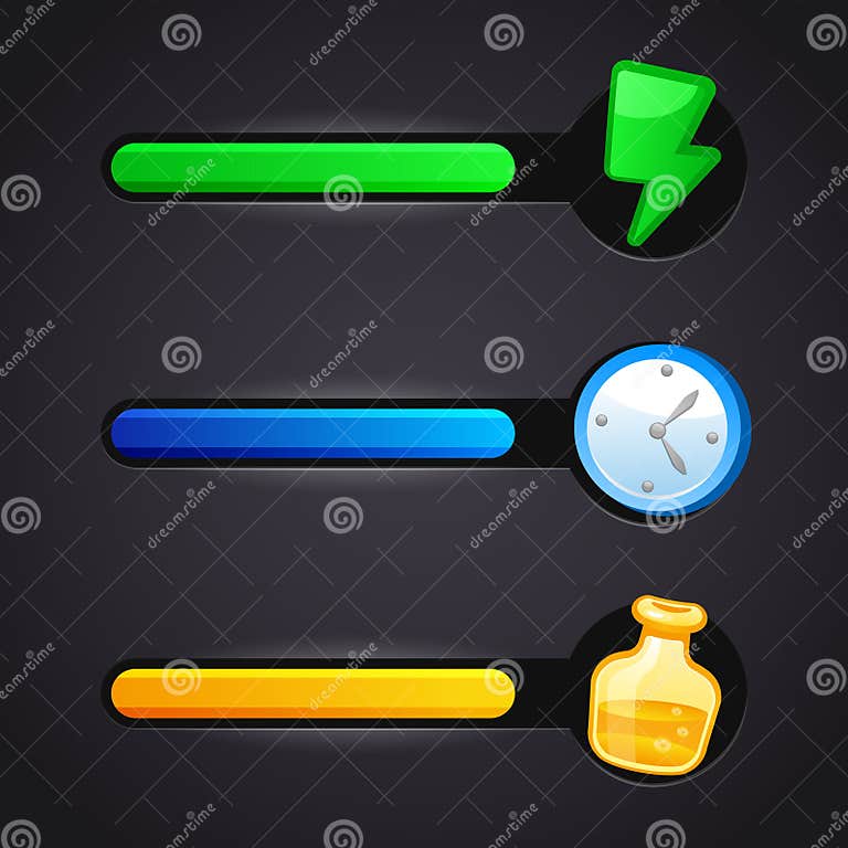 Game Vector Icons and Resource Bar Set Stock Vector - Illustration of ...