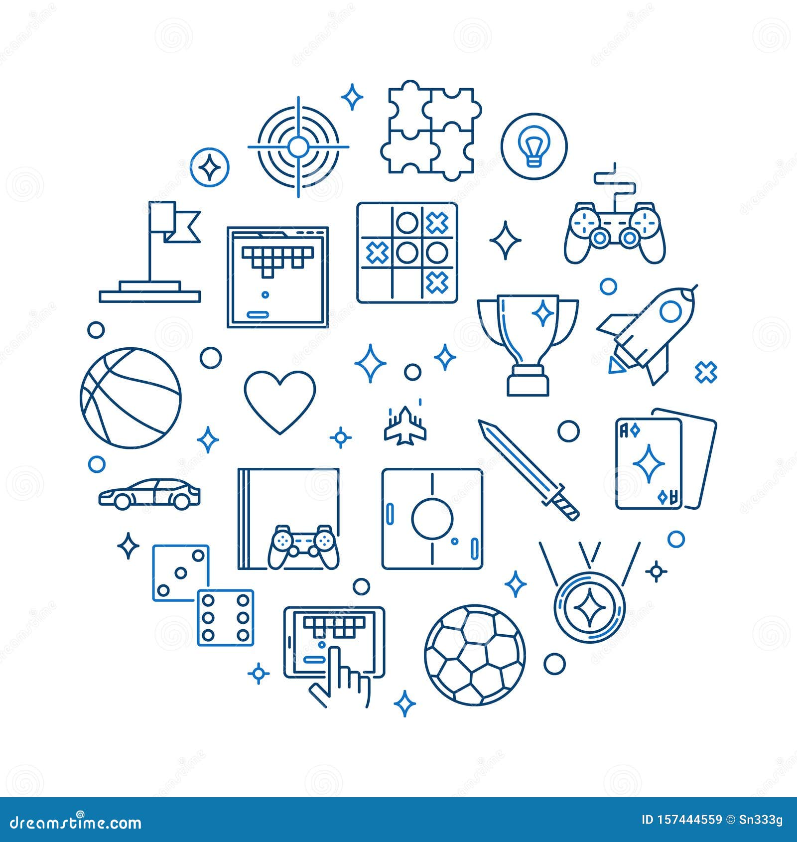 Game Vector Round Thin Line Gaming Illustration Stock Vector ...