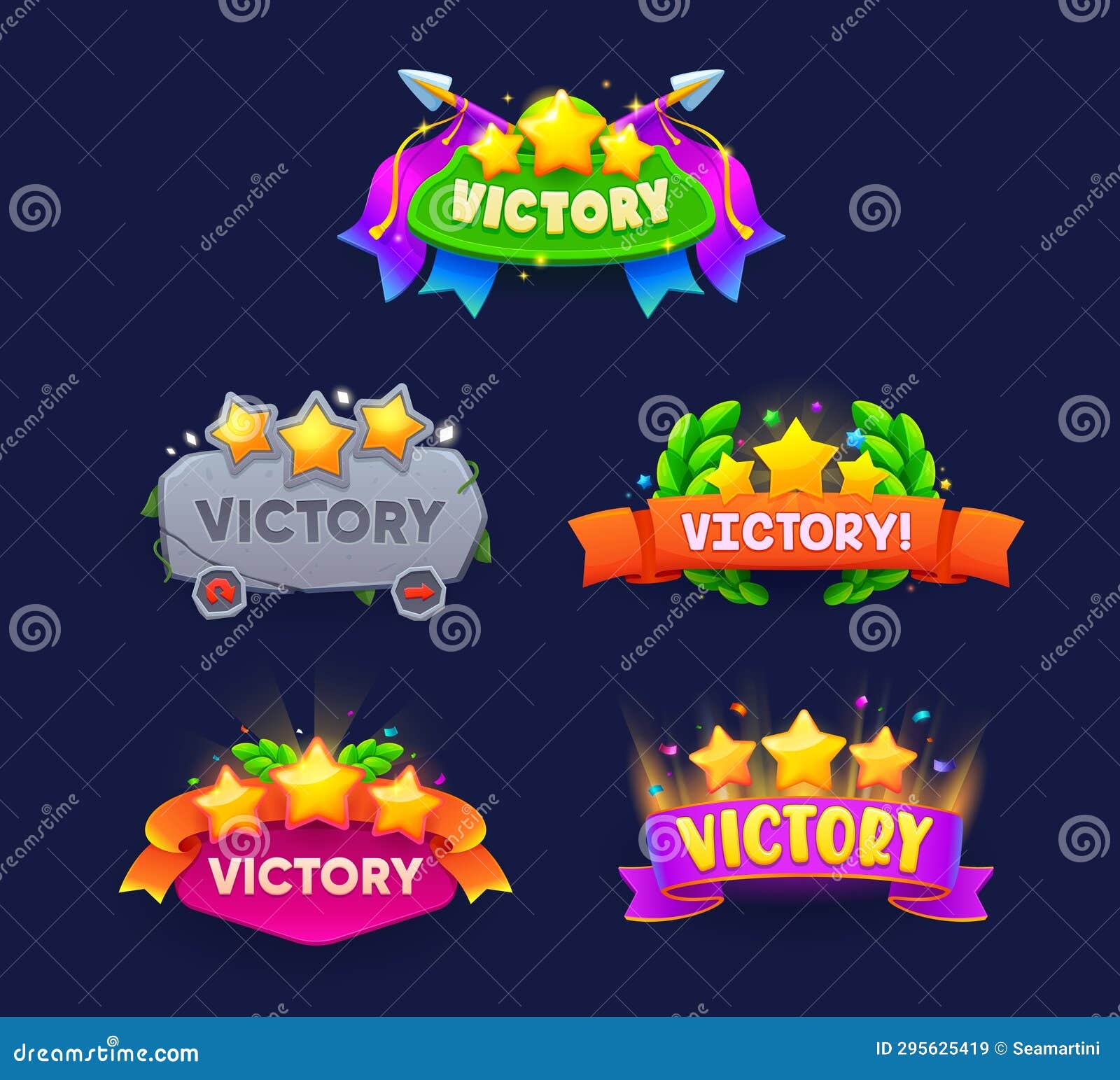 Game Victory Signs, Banners and Popup Windows Stock Vector ...