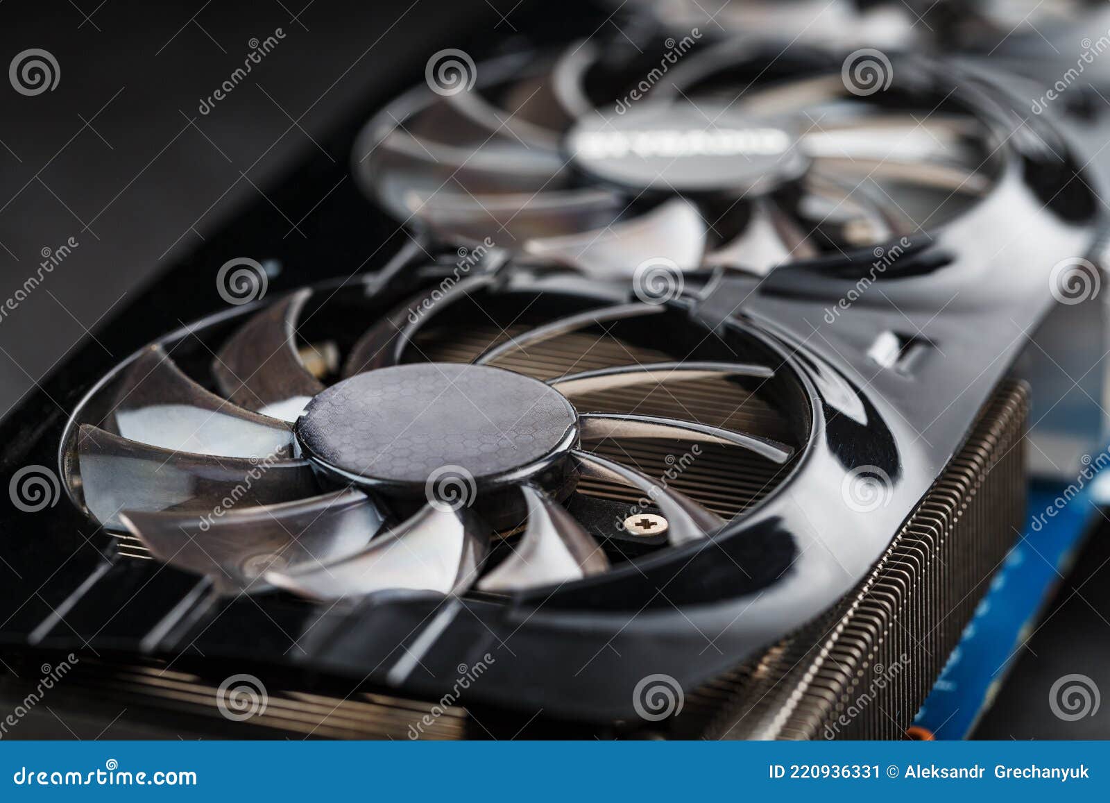 Game Video Card Cooler Blades Selective Close-up Focus. Stock Image ...