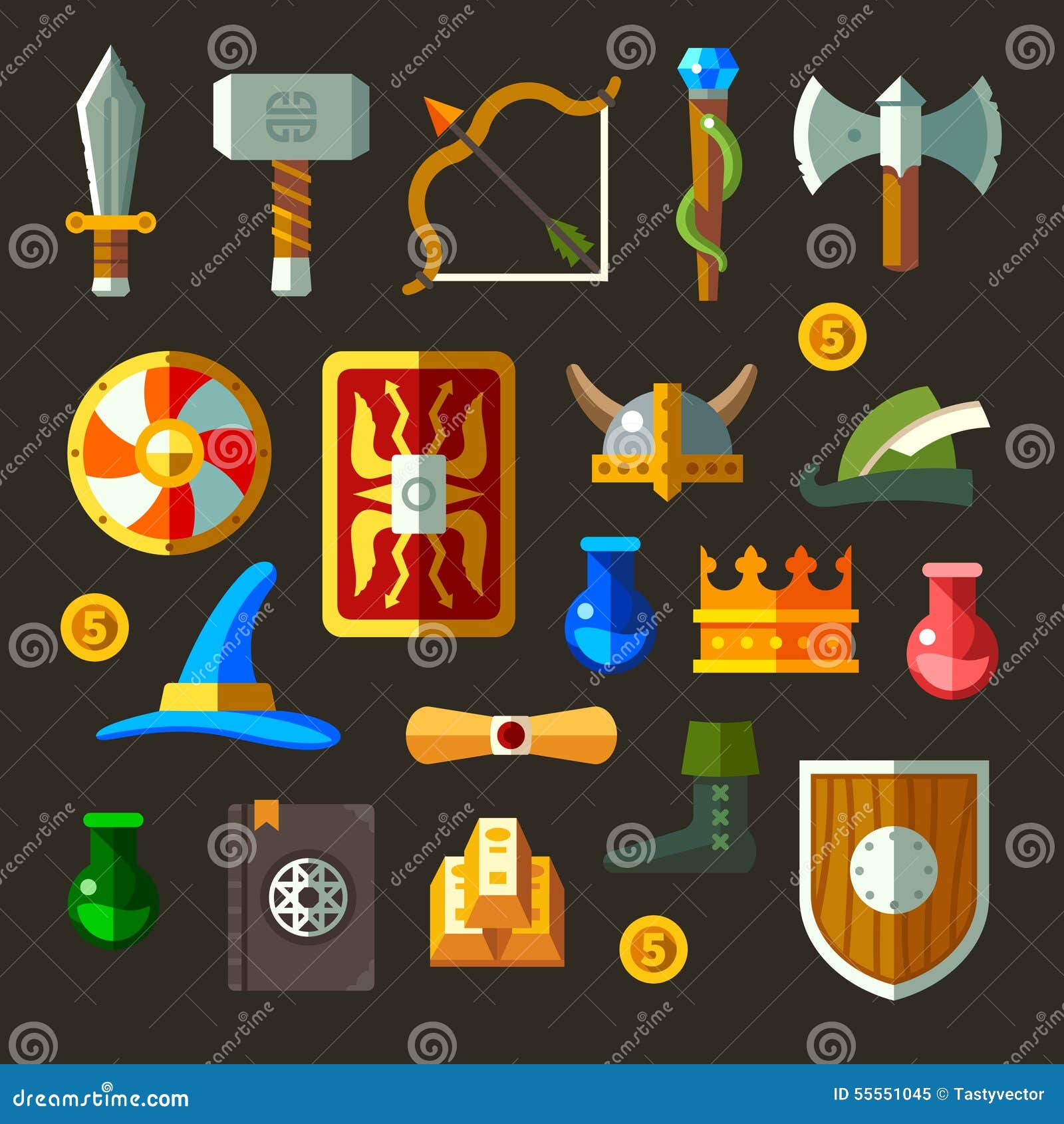Game weapon icons flat se stock vector. Illustration of icons - 55551045