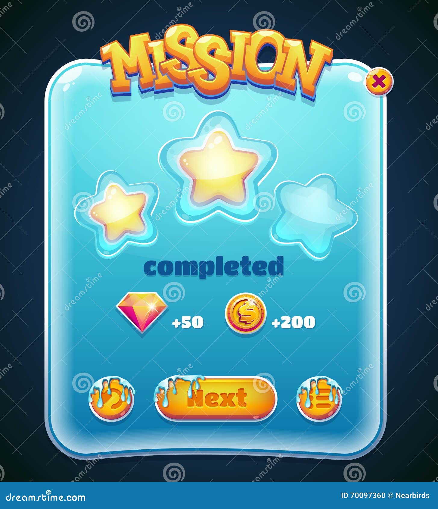 Game Window For Mission Completed Computer App Stock Vector ...