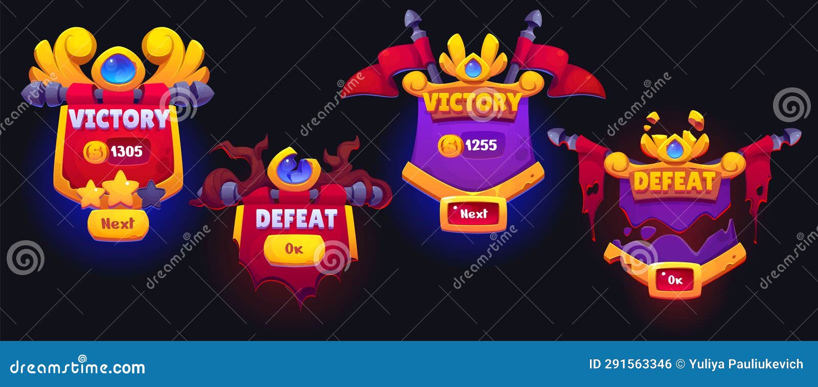 Game Winner Ui Icon for Victory and Defeat Button Stock Illustration ...