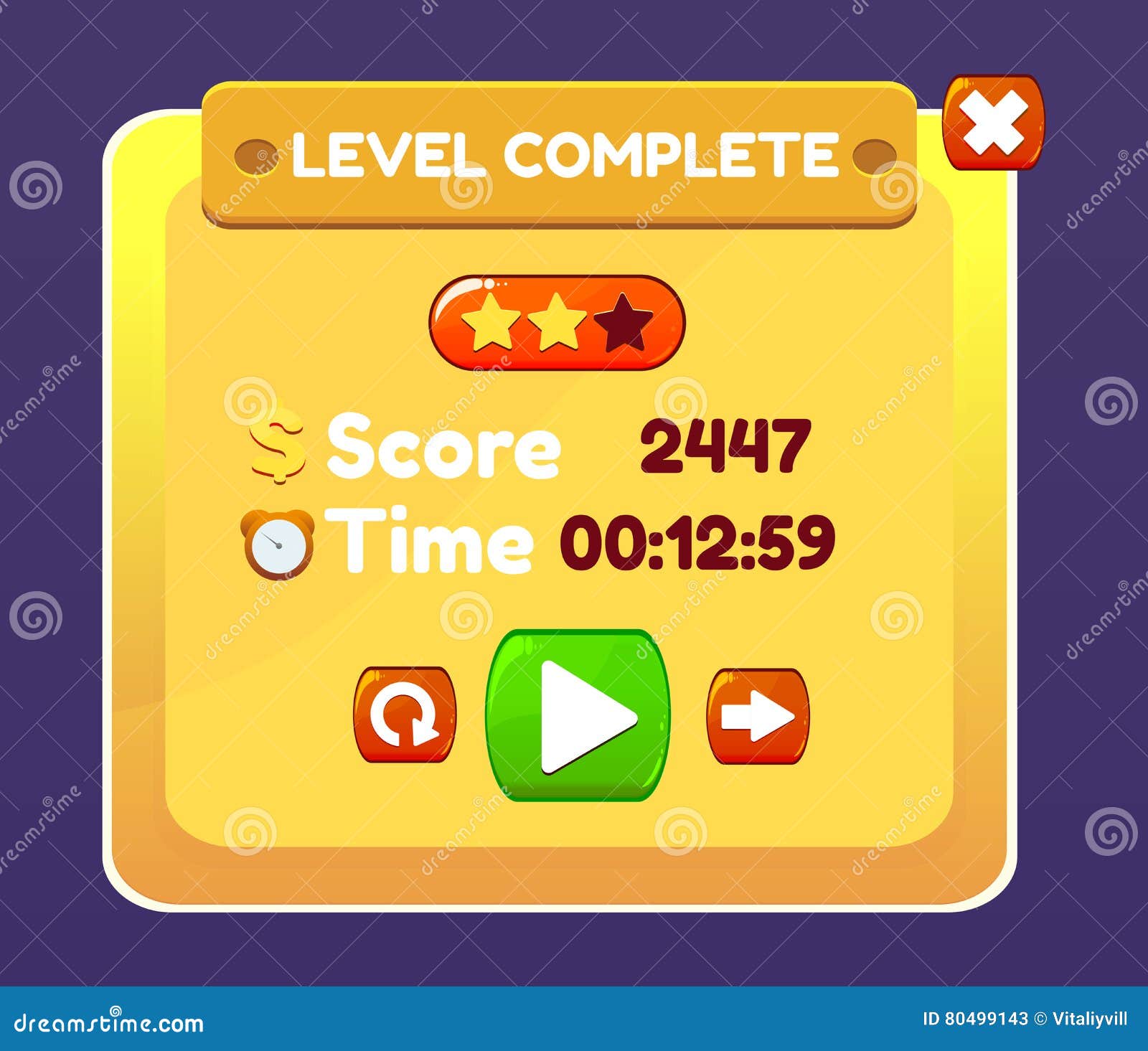 Game Yellow Level Complete Icons Buttons Stock Vector - Illustration of ...