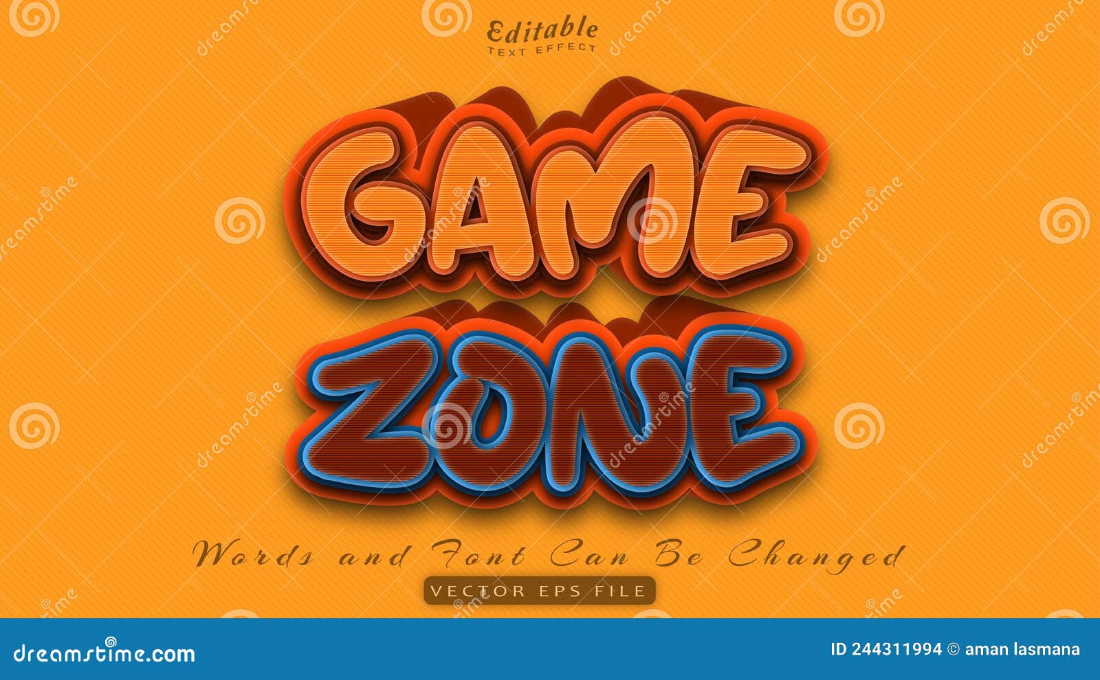Game zone text effect stock vector. Illustration of graffiti - 244311994
