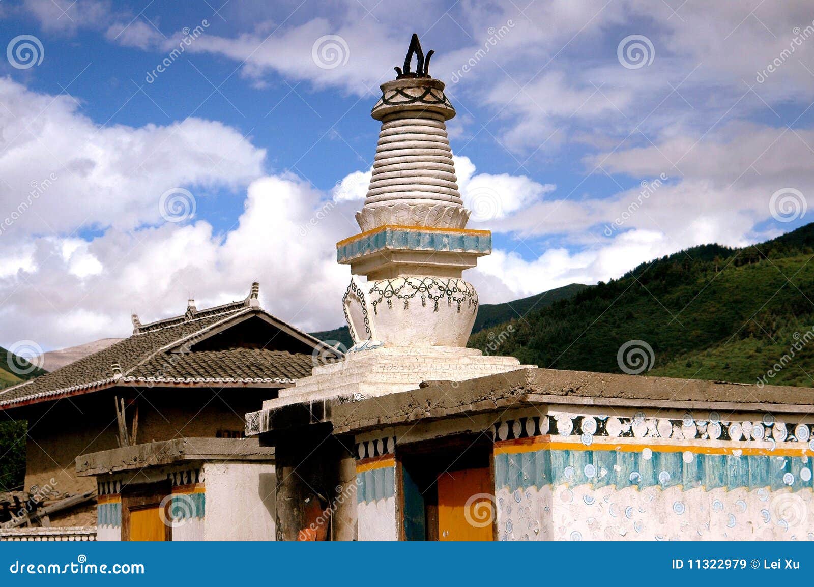 Gamel, China: White Tibetan Dagoba Stock Image - Image of atop, china ...