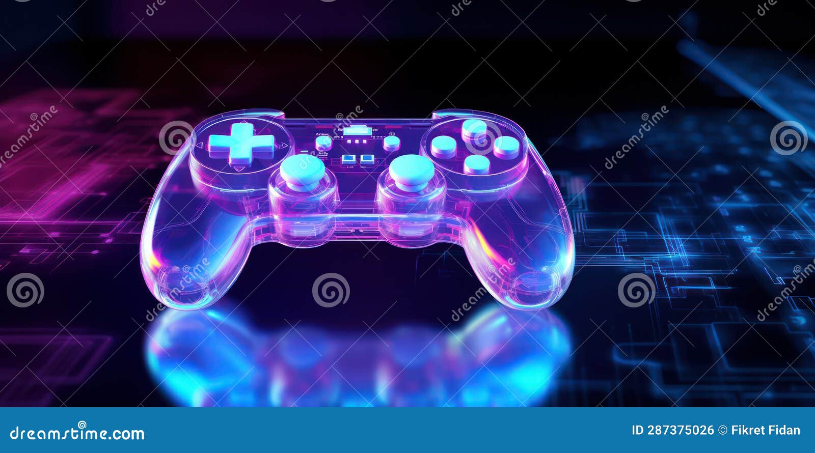 Gamepad Controller Hologram on Digital Background. Generative AI Stock ...