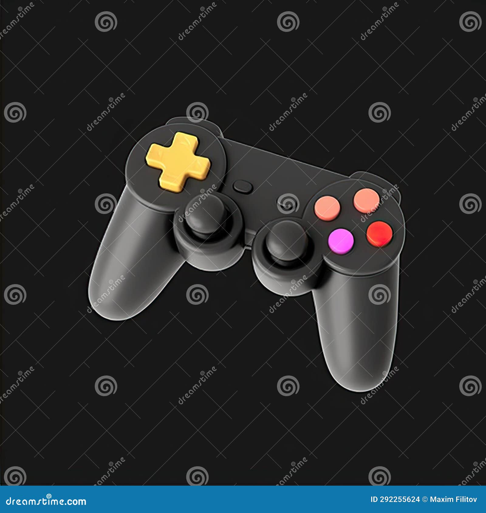 Gamepad 3d Model Isolated, Realistic 3d Game Controller Illustration ...