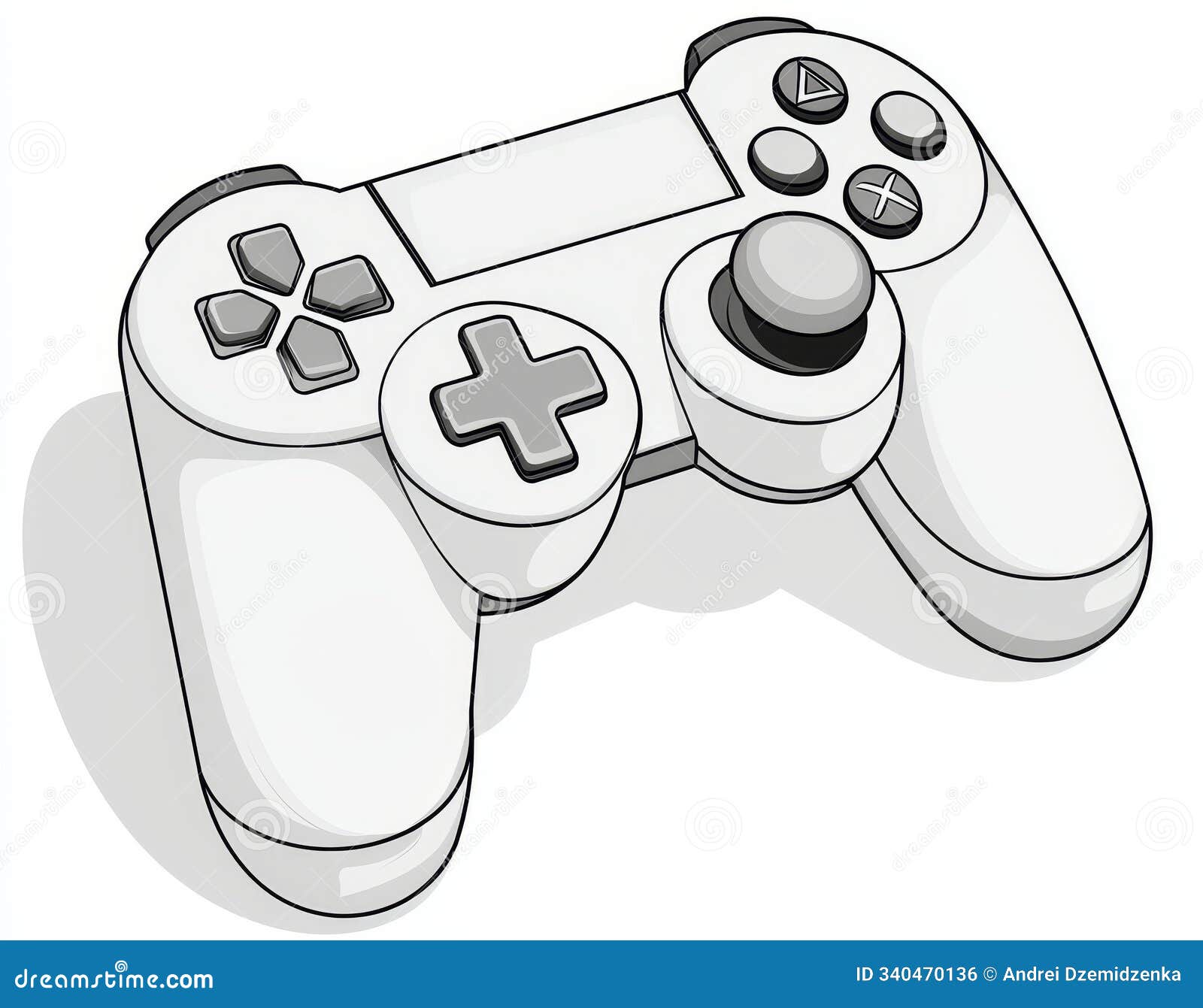 Gamepad, Game Controller Sketched in Hand Drawn Modern Style. Isolated ...