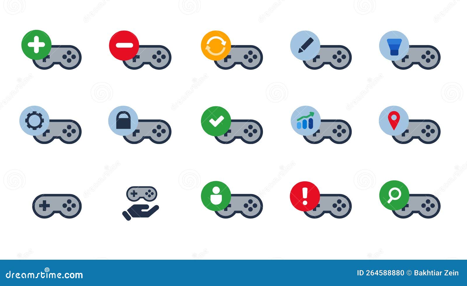 Gamepad Gaming Pad Controller Console Play Toy Icon Set Collection ...