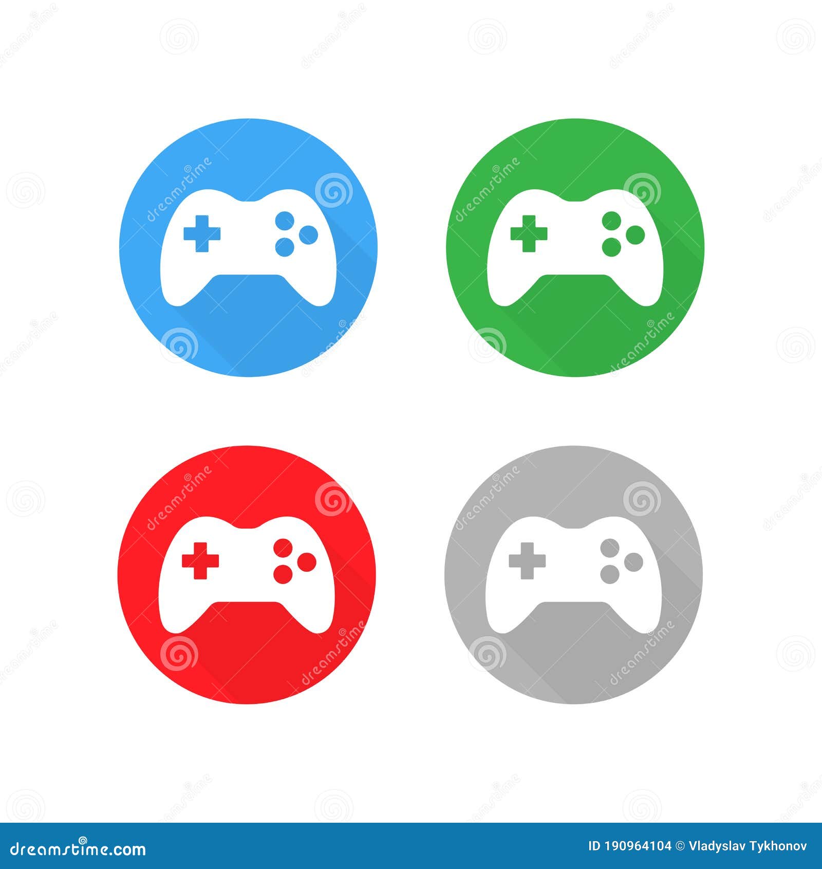 Gamepad Icon Set in Different Colors. Game or Gamer Symbol. Vector EPS ...
