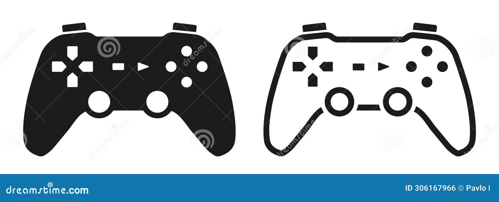 Gamepad Icon Set, Play Station, Game Controller Icon in Flat and Line ...