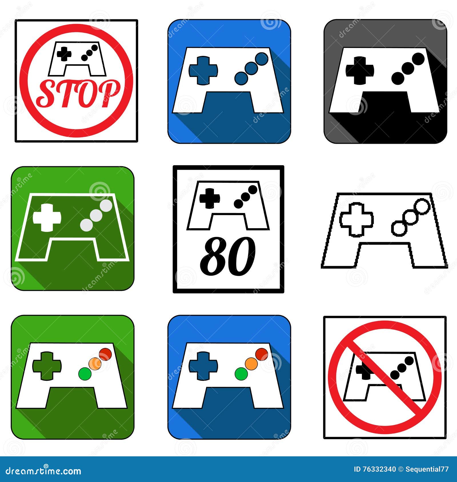 Gamepad icons set stock vector. Illustration of flat - 76332340