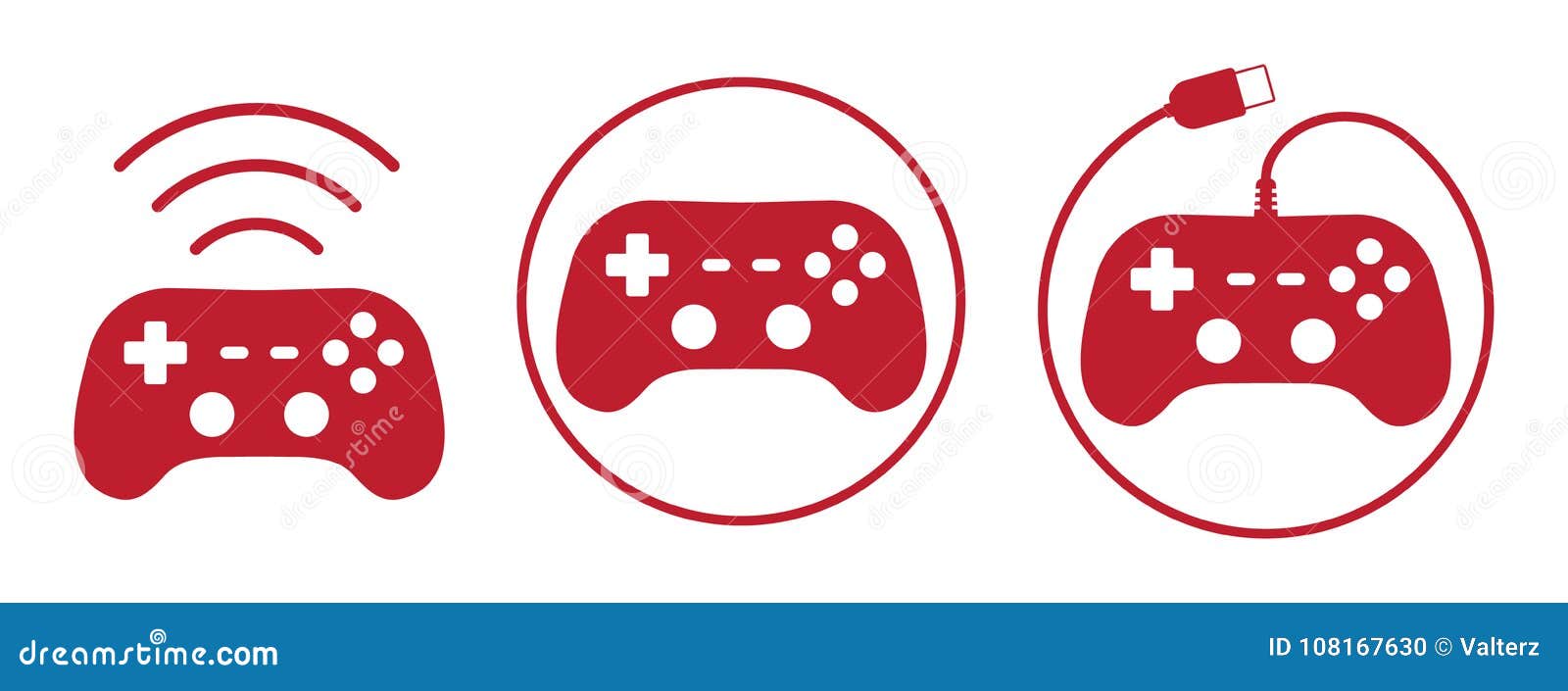 Gamepad Icons Set Vector Illustration in Flat Style Stock Vector ...