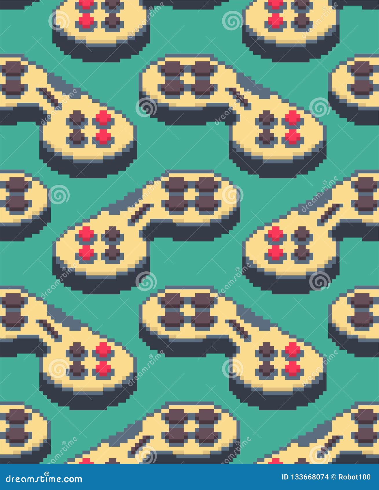 Gamepad Pixel Art Pattern Seamless. Joystick 8bit Background. Vi Stock ...