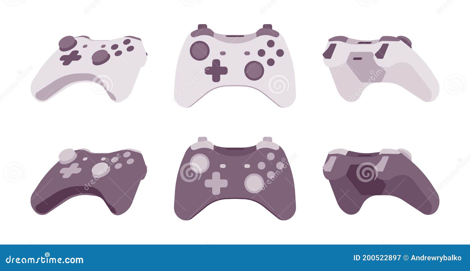 Gamepad Set in Black and White Colors Stock Vector - Illustration of ...