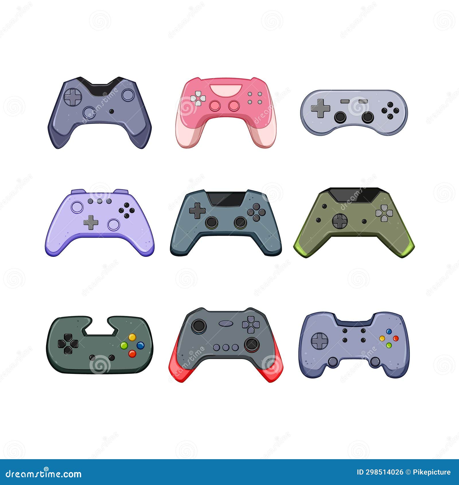 Gamepad Set Cartoon Vector Illustration Stock Vector - Illustration of ...
