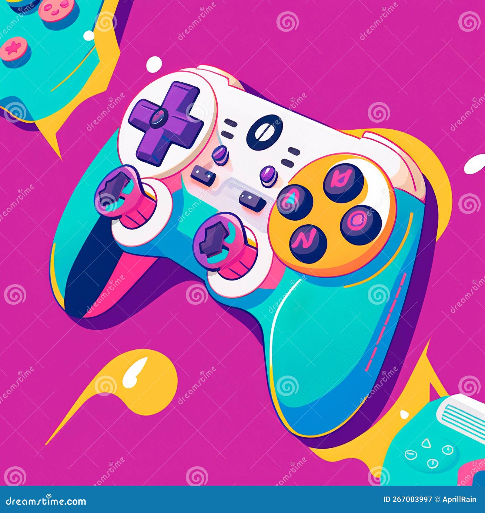 A Gamepad in the Style of Pop Art and Anime Stock Illustration ...