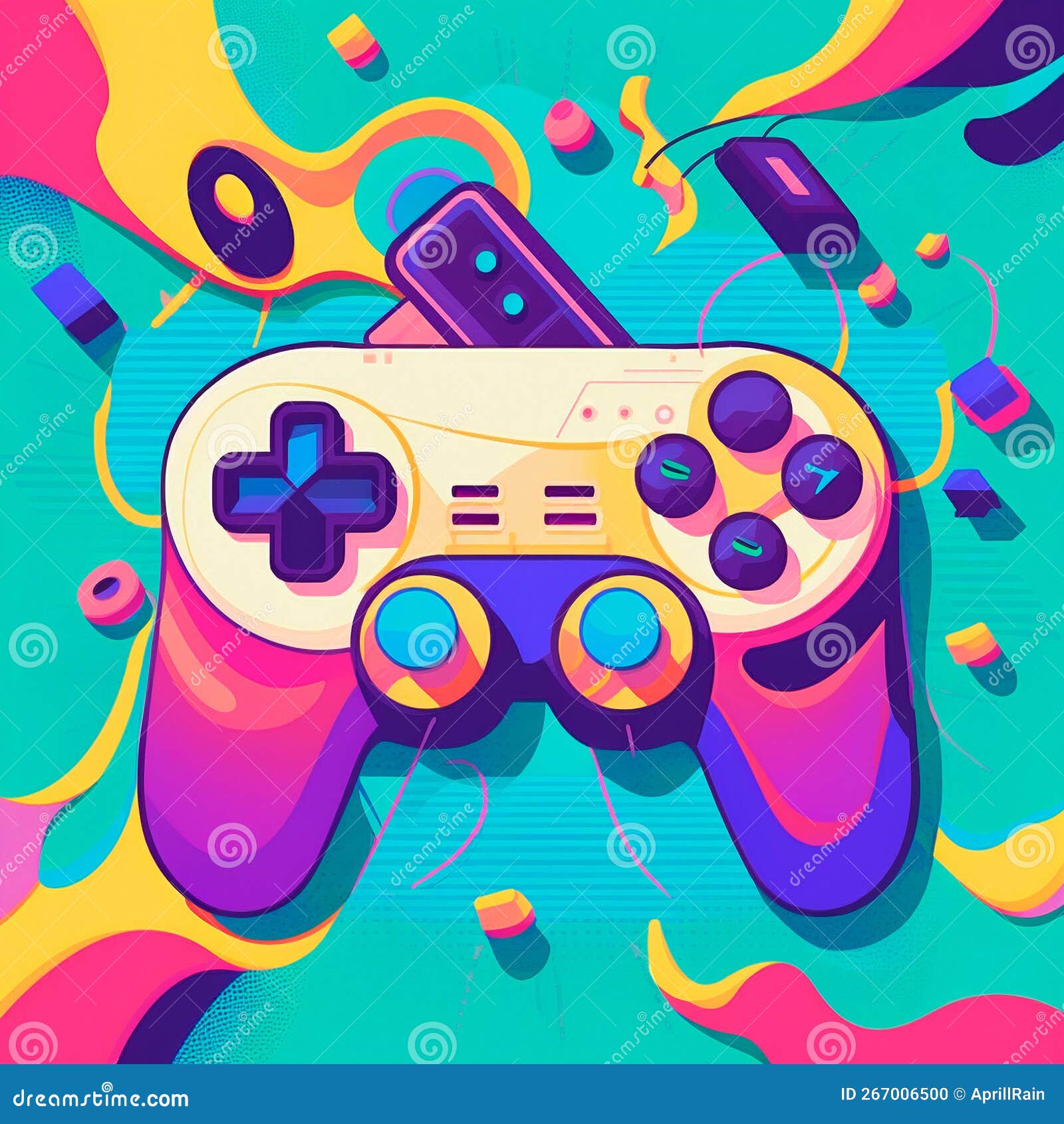 A Gamepad in the Style of Pop Art and Anime Stock Illustration ...
