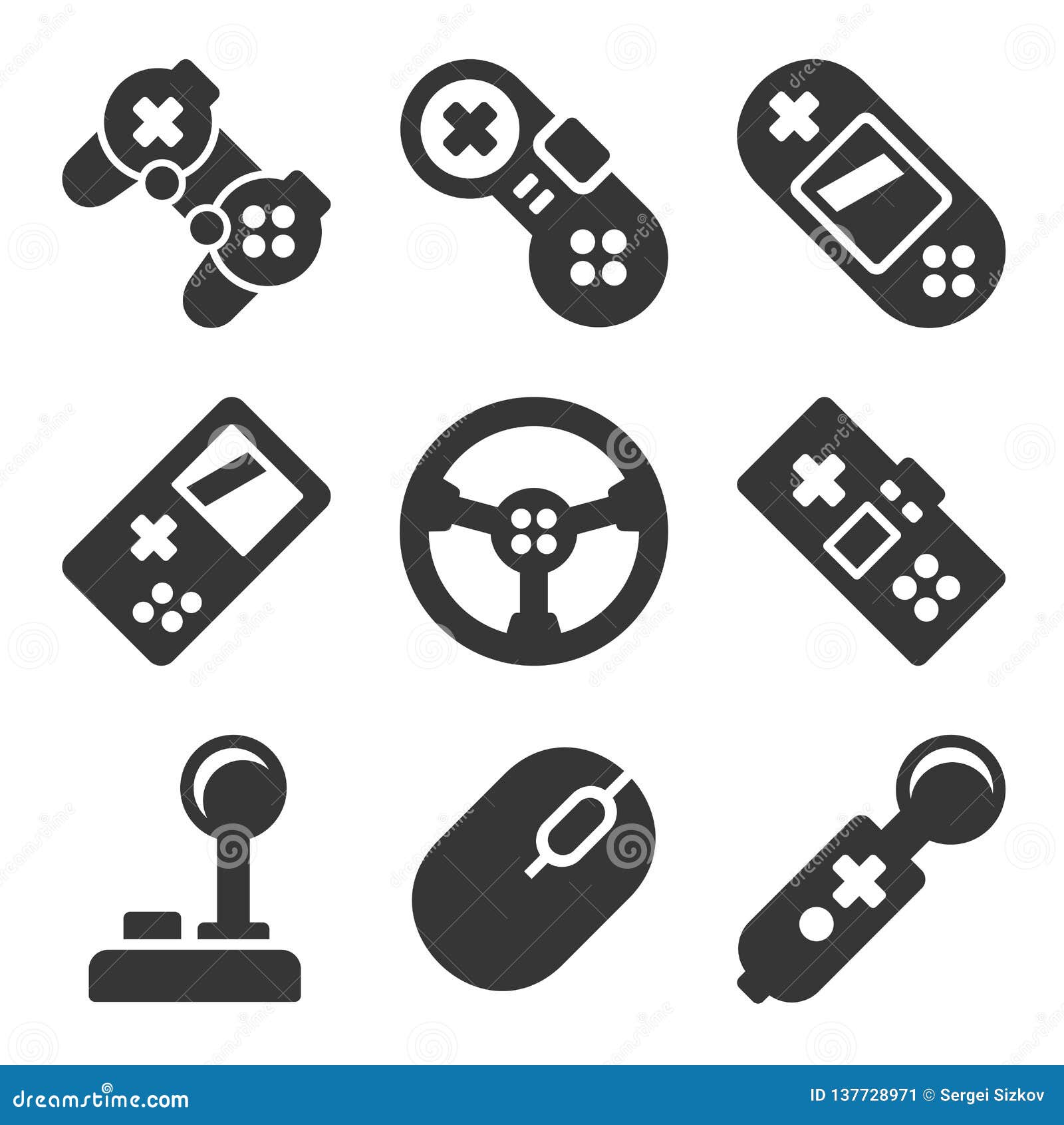 Gamepads Icons Set. Game Controllers on White Background Stock Vector ...